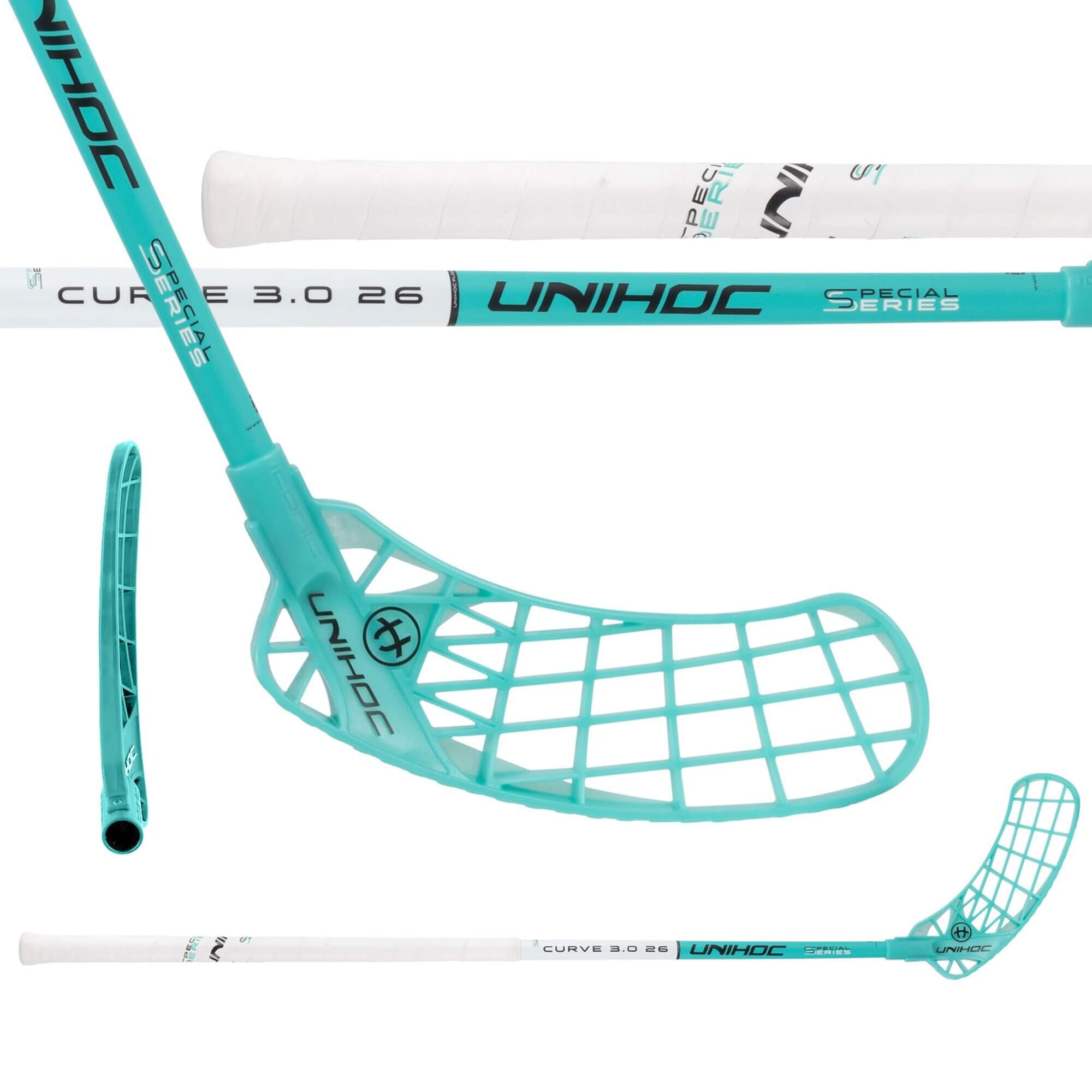 UNIHOC Iconic Curve 3.0° 26 White/Turquoise - Getsport.cz